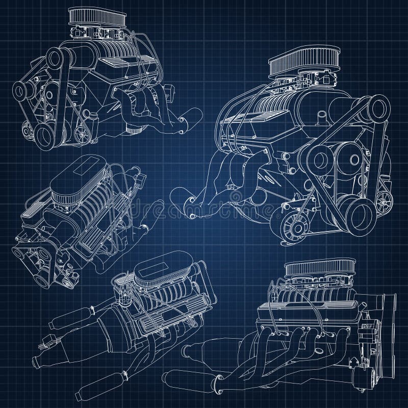 V8 Engine Blueprint Stock Illustrations – 59 V8 Engine Blueprint Stock ...
