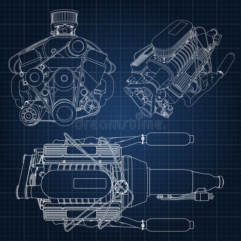 Blueprints of pistons stock vector. Illustration of engine - 18853414