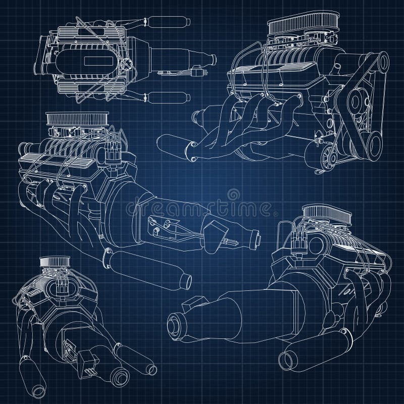 V8 Engine Blueprint Stock Illustrations – 59 V8 Engine Blueprint Stock ...