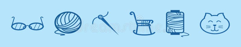 Set of Sewing Cartoon Icon Design Template with Various Models. Vector ...