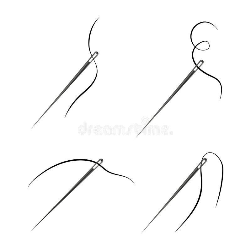Set of Sewing Needles Vector Illustration, Isolated on White Background ...