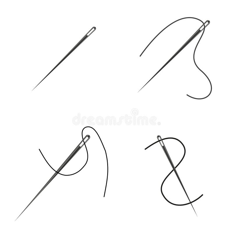 Set of Sewing Needles Vector Illustration, Isolated on White Background ...
