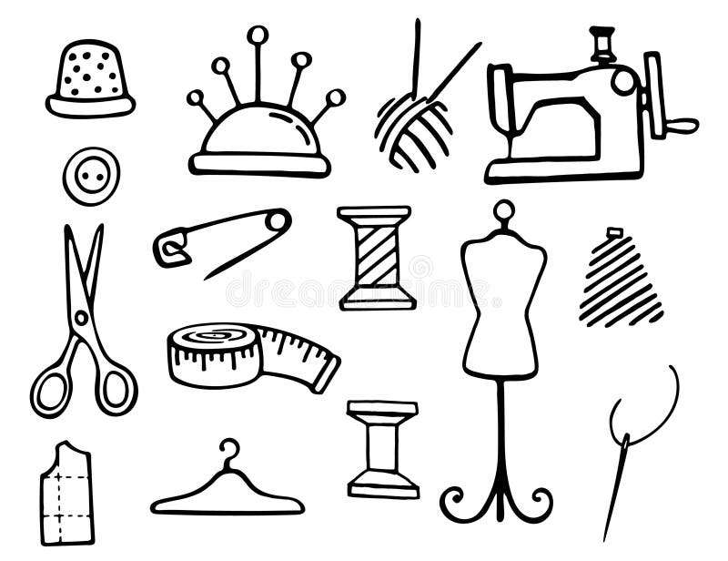 Sewing Needlework Icons Vector Set Stock Illustrations 3 121 Sewing