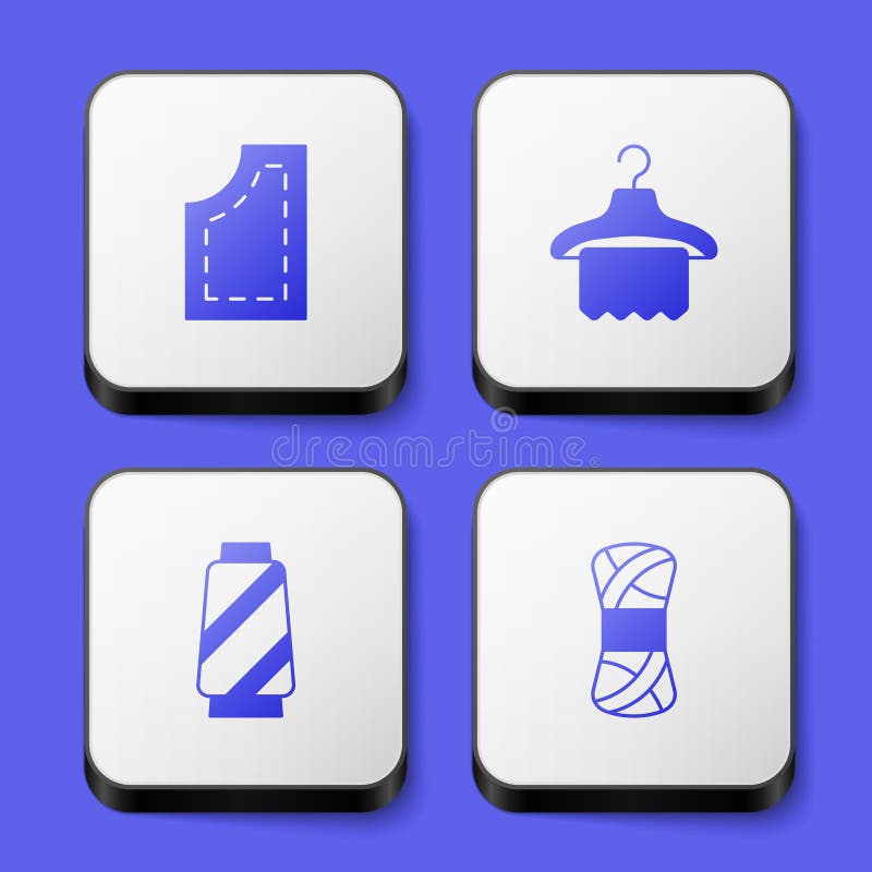 Set Sewing Pattern, Hanger Wardrobe, Thread on Spool and Yarn Icon ...