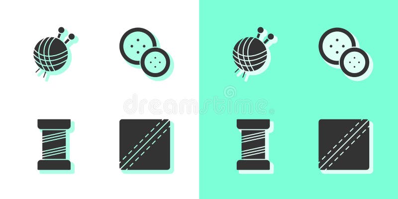 Set Sewing Pattern, Yarn Ball with Knitting Needles, Thread and Button ...