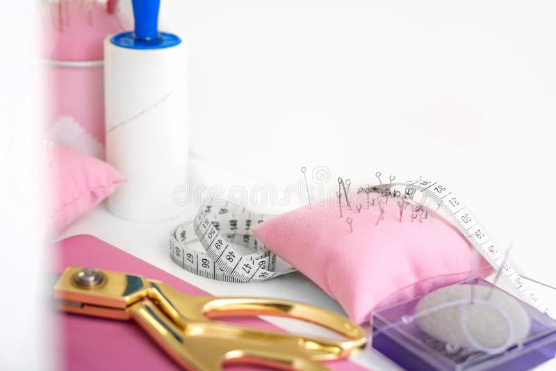 Set of Sewing Scissors, Measuring Tape Stock Photo - Image of accessory ...