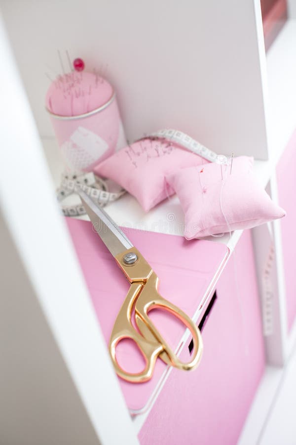 Set of Sewing Scissors, Measuring Tape Stock Image - Image of ...