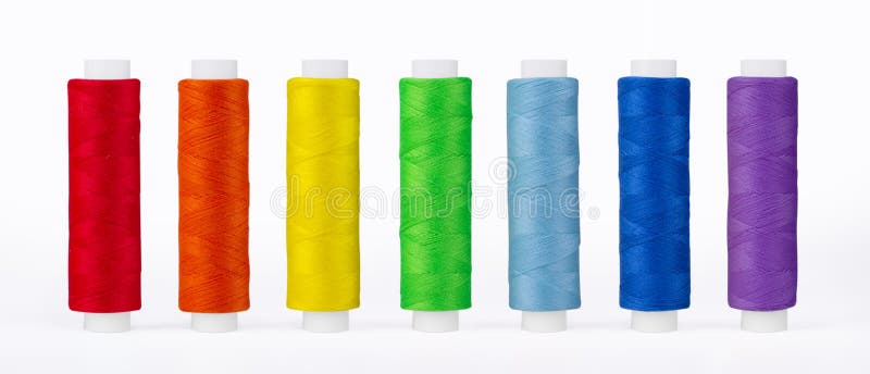 Set of Sewing Thread Coils, Miscellaneous Colours, Isolated on White ...
