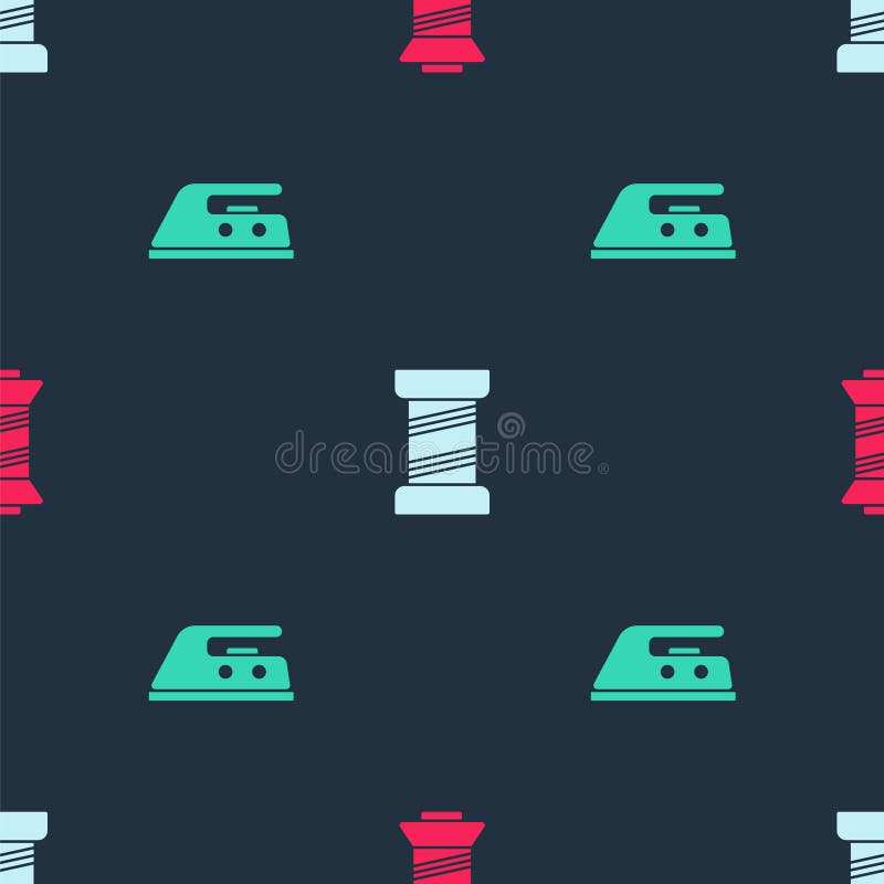 Set Sewing Thread, and Electric Iron on Seamless Pattern. Vector Stock Vector - Illustration of ...