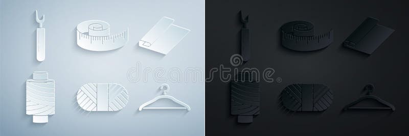 Set Sewing Thread on Spool, Textile Fabric Roll, Hanger Wardrobe, Tape ...
