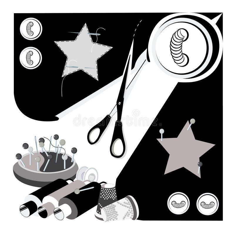 Set of sewing tools stock vector. Illustration of thread - 49748549