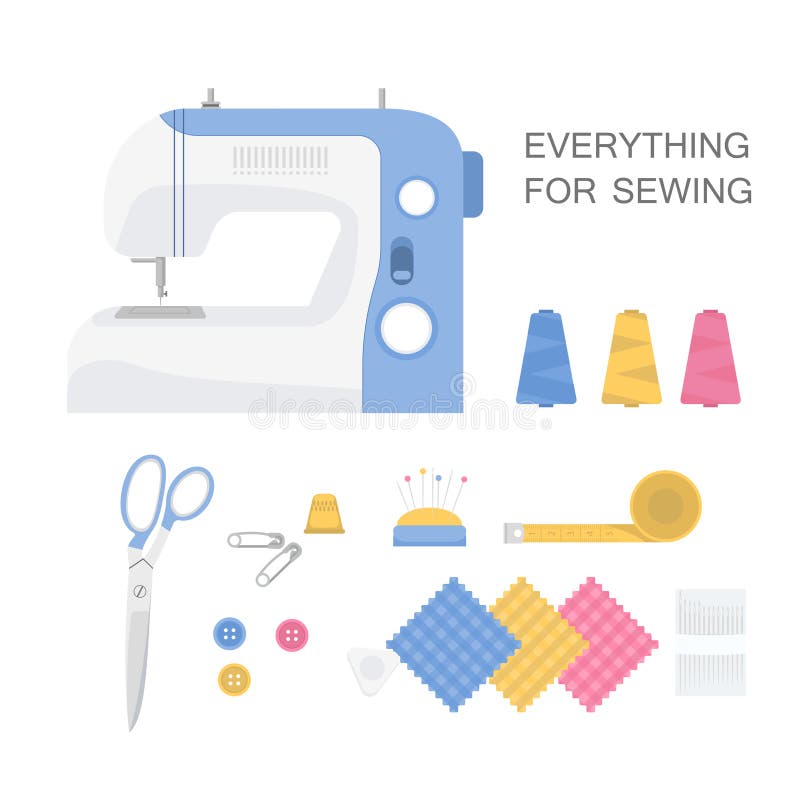 Set of sewing tools. stock vector. Illustration of collection - 86969814