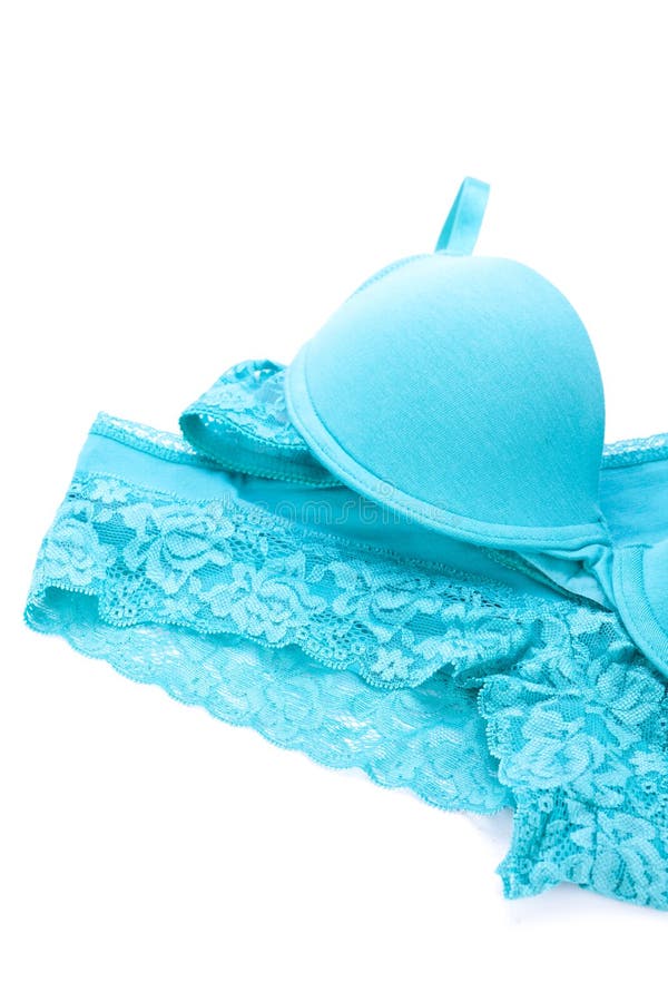 Set of Turquoise Blue Lingerie Stock Image - Image of lacy, fabric ...