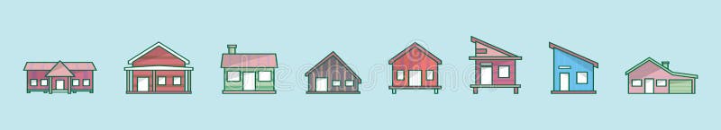 Set of Shack Cartoon Icon Design Template with Various Models. Vector ...