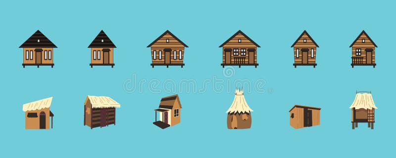 Set of Shack or Huts Cartoon Icon Design Template with Various Models ...
