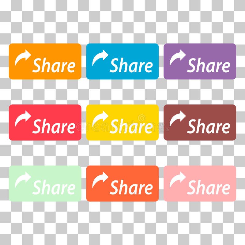 Set of Share Click Button Icon, Modern Web Sign, Internet Vector ...