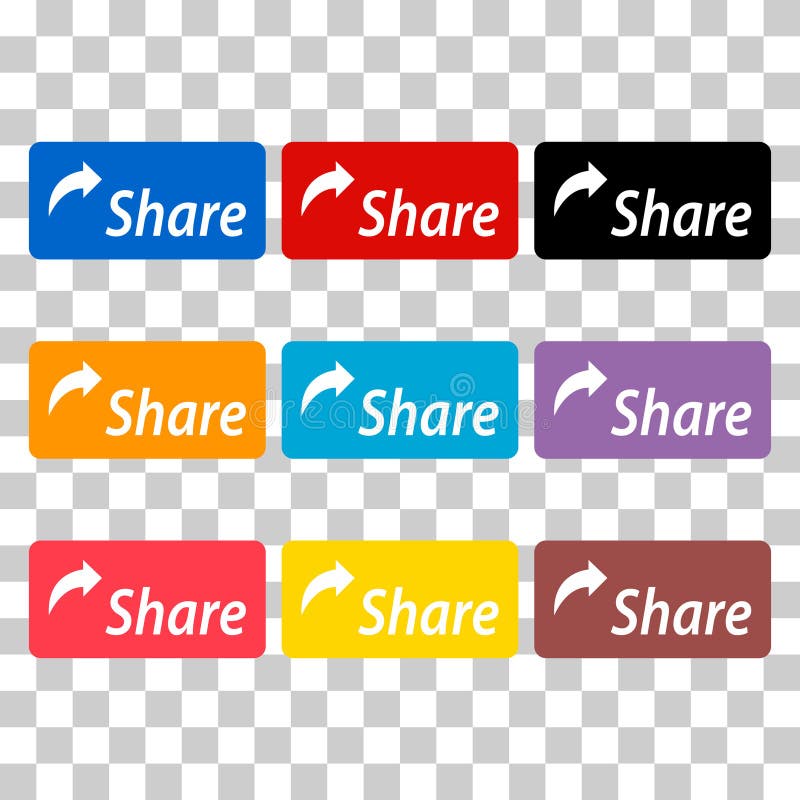 Set of Share Click Button Icon, Modern Web Sign, Internet Vector ...