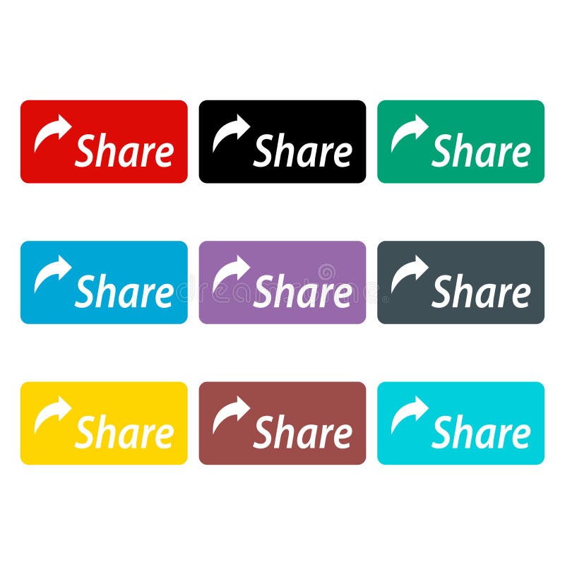 Set of Share Click Button Icon, Modern Web Sign, Internet Vector ...
