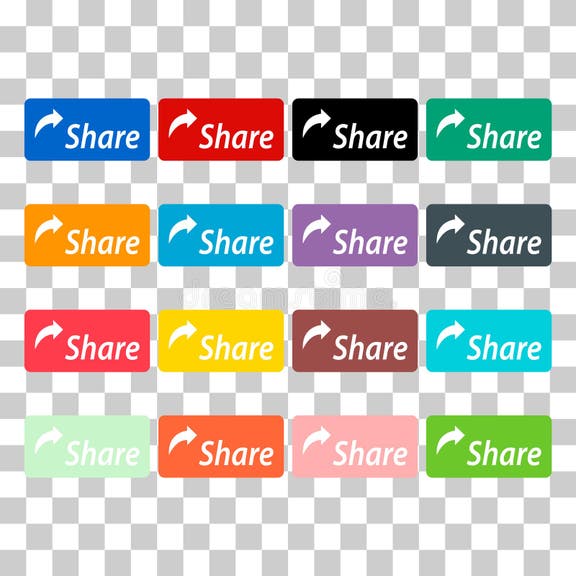 Set of Share Click Button Icon, Modern Web Sign, Internet Vector ...
