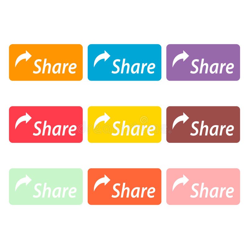 Set of Share Click Button Icon, Modern Web Sign, Internet Vector ...