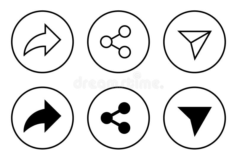 Set of Share Icon Vector on Circle Line. Sharing, Send Link Sign Symbol ...