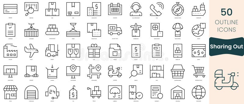 Set of Sharing Out Icons. Thin Linear Style Icons Pack Stock Vector ...