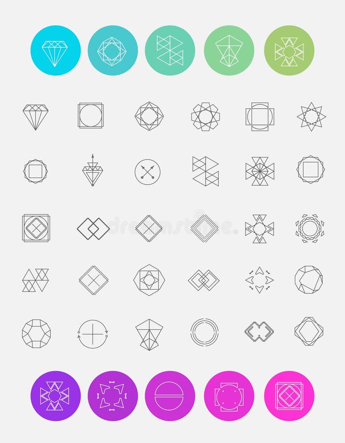 Set of Sharp Mistical Line Logos Stock Vector - Illustration of emblem ...