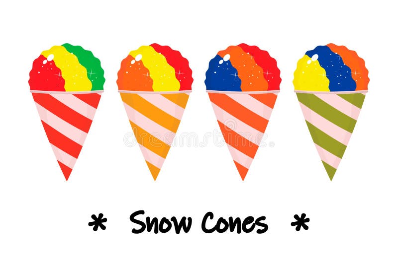 Set of Shaved Ice on Cones Vector Illustration Stock Vector ...