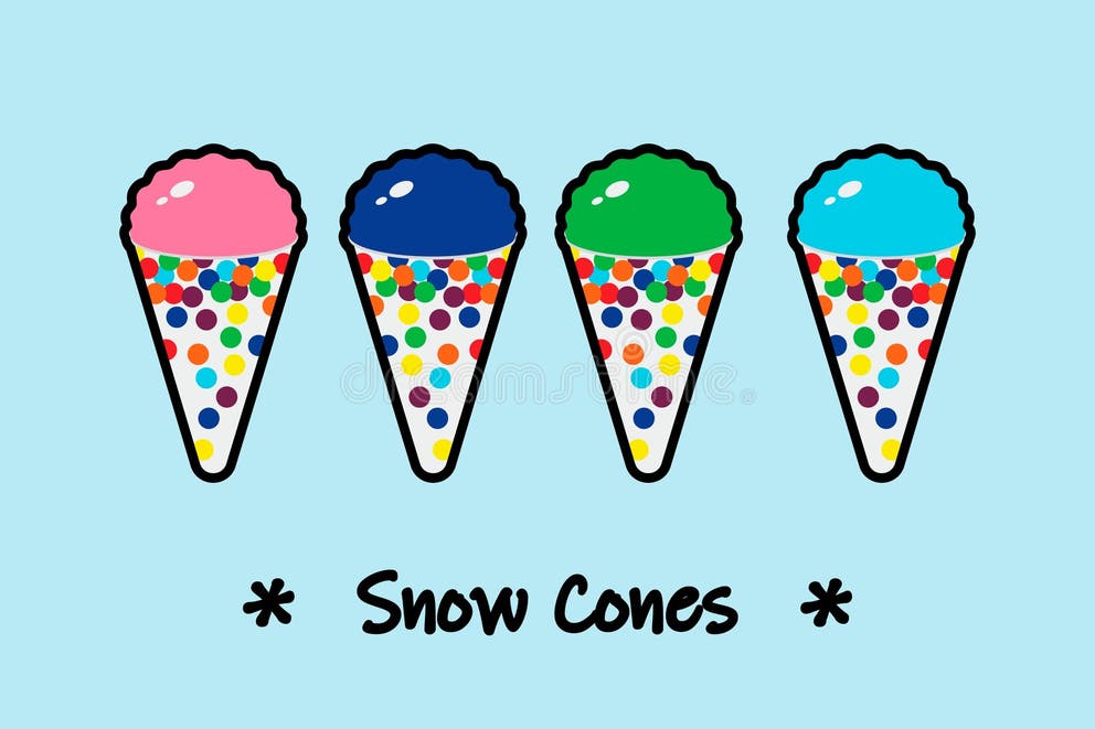 Set of Shaved Ice on Cones Vector Illustration Stock Vector ...