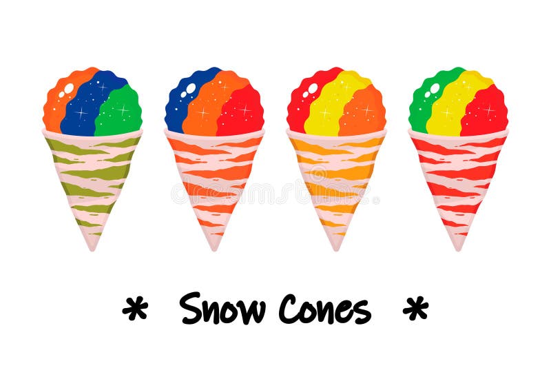 Set of Shaved Ice on Cones Vector Illustration Stock Vector ...