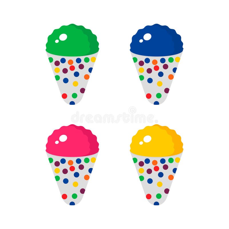 Set of Shaved Ice on Cones Vector Modern Illustration Stock Vector ...