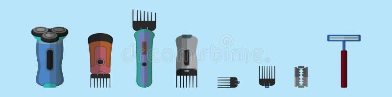 Set of Shavers Cartoon Icon Design Template with Various Models. Vector ...
