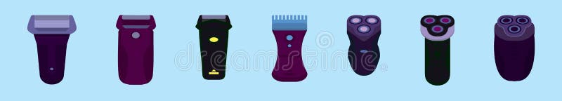 Set of Shavers Cartoon Icon Design Template with Various Models. Vector Illustration Isolated on ...