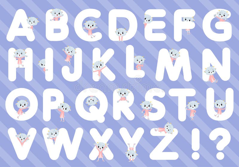 A Set of Sheep Girl Designed with Alphabet Stock Vector - Illustration ...