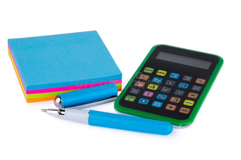 Set Sheets Notes Calculator Pen Stock Photos - Free & Royalty-Free ...