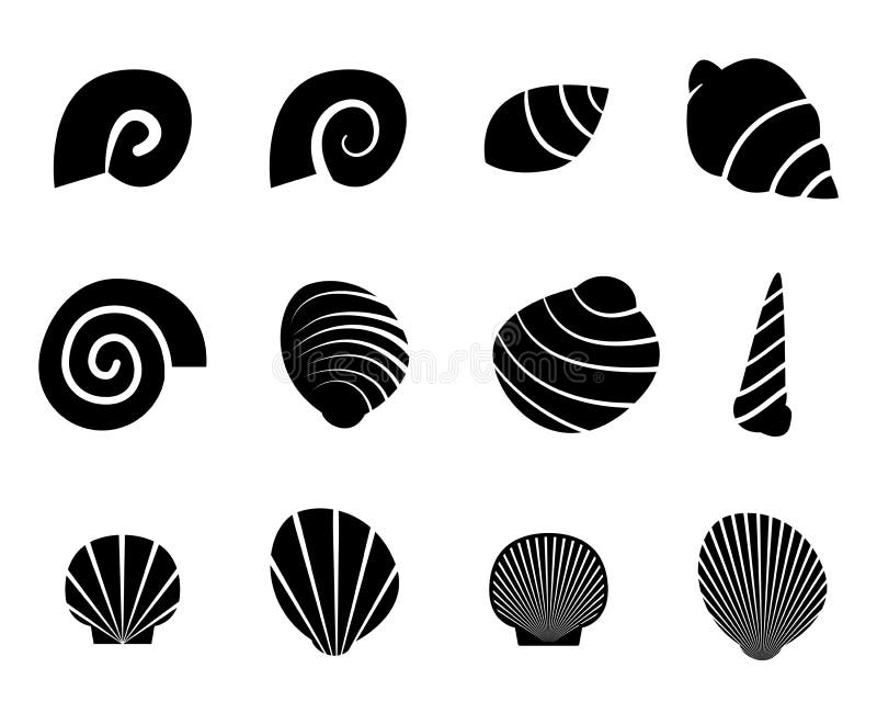 Shell Silhouette Stock Illustrations – 19,626 Shell Silhouette Stock ...