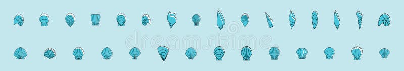Set of Shells Cartoon Icon Design Template with Various Models. Vector ...