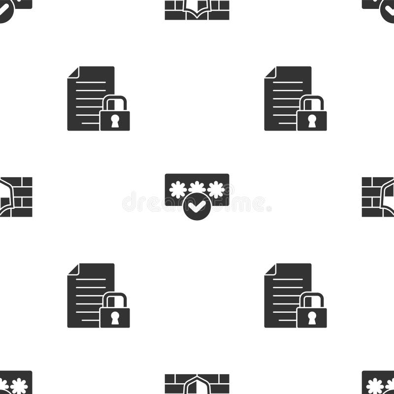 Set Shield with Brick Wall, Password Protection and Document and Lock ...