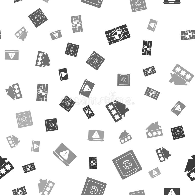 Set Shield with Brick Wall, Safe, House Password and Laptop Exclamation ...