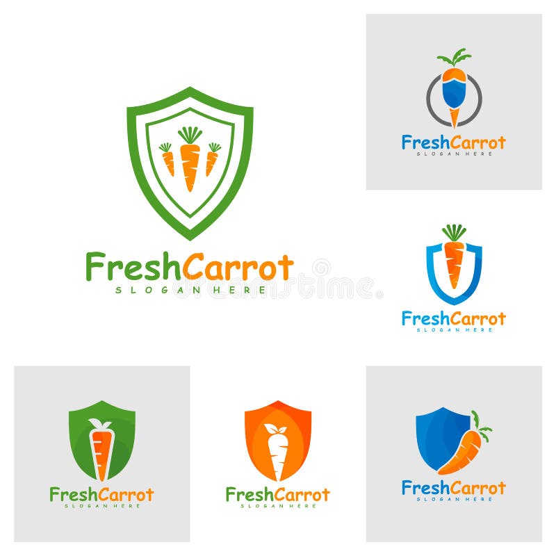 Set of Shield Carrot Logo Design Vector, Creative Carrot Logo Design ...