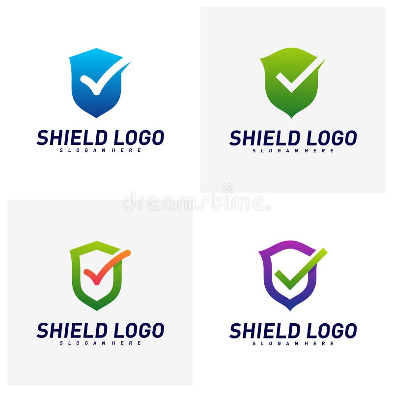 Set Of Shield Check Logo Design Concept Vector. Shield Quality Vector ...
