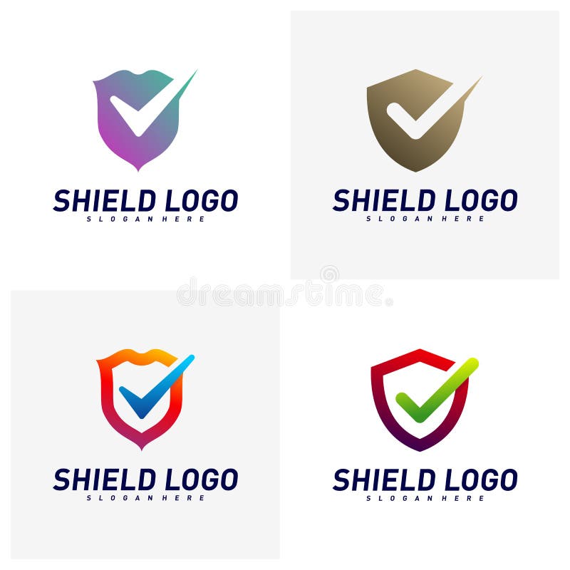 Set of Shield Check Logo Design Concept Vector. Shield Quality Vector ...