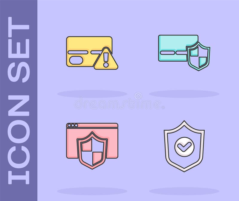 Set Shield with Check Mark, Credit Card, Browser Shield and Icon ... Set Shield with Check Mark, Credit Card, Browser Shield and Icon ...