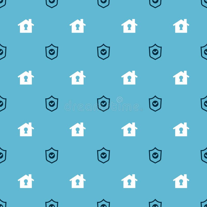 Set Shield with Check Mark and House Under Protection on Seamless ...