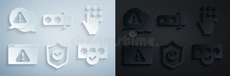 Set Shield with Check Mark, Password Protection, Browser Exclamation ... Set Shield with Check Mark, Password Protection, Browser Exclamation ...