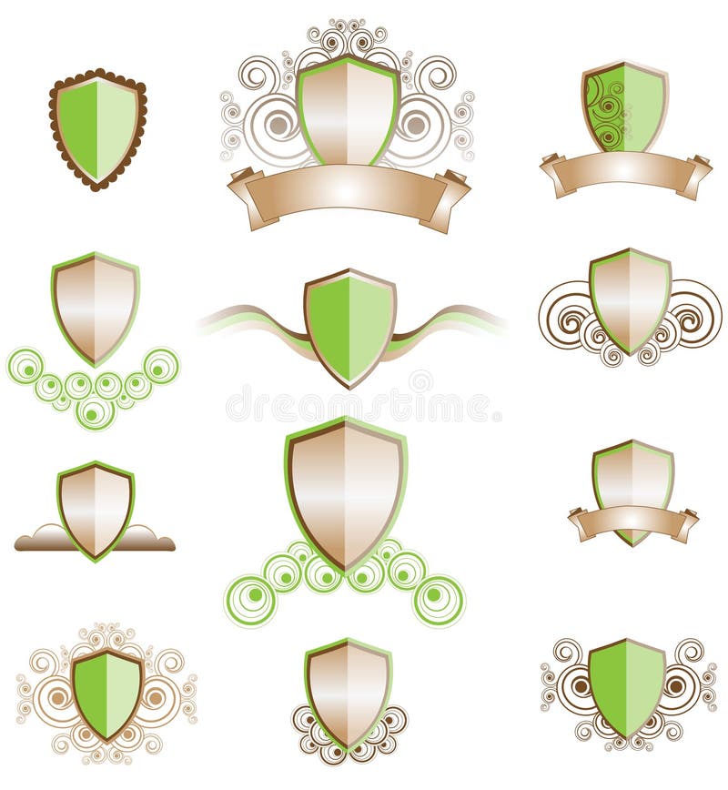 A set of shield designs stock illustration. Illustration of heraldry ...