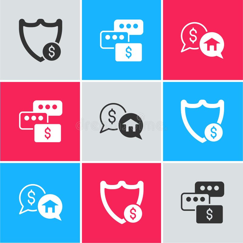 Set Shield with Dollar, Price Negotiation and Icon. Vector Stock ...