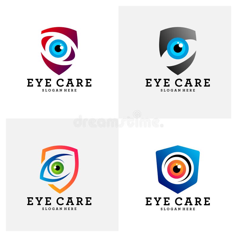 Set of Shield Eye Concept Logo Design Template, Eye Care Logo Design ...