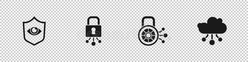 Set Shield and Eye, Cyber Security, and Internet of Things Icon. Vector ...