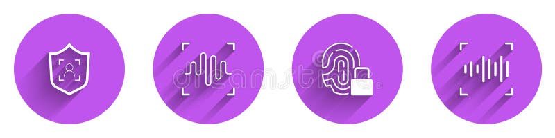 Set Shield Face Recognition, Voice, Fingerprint with Lock and Icon with ...